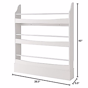 Tangkula Kids Bookshelf, Freestanding 4 Tier Bookcase for Books & Magazines & Newspapers, 2 Anti-Tipping Kits, Toys Storage Shelf in Kids Room Living Room Nursery Study (White, 3 Tier)