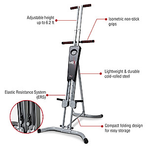 MaxiClimber Vertical Climber Combines Resistance Training and High-Intensity Cardio for a Full Body Workout. Free Coach-led Classes & Fitness App