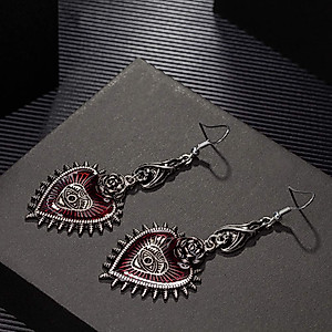 Punk Rock Bat Gothic Evil Eye Red Heart Earrings for Women Halloween Cosplay