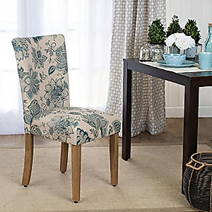 HomePop Parsons Classic Dining Room Tables and Chairs, Pack of 2, Blue Floral