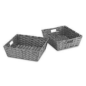 Whitmor Split Rattique Shelf Tote, Set of 2, Smokey