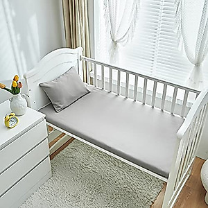 3 Pieces Crib Bedding Set Baby Ruffle Quilted Comforter with Fitted Sheet and Pillow - Cute Ruffled Shabby Chic Bedding Soft Blanket Design Gray