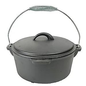 Cuisiland Pre-seasoned 4.5 Quarts Cast Iron Dome Lid Flat Bottom Dutch Oven