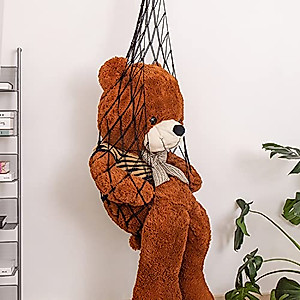 Novel Stuffed Animal Net or Hammock Macrame Plush Toy Display- One Hook Only! Convenient for Corners, Walls and Ceiling Hanging Net, Stuff Animal Storage for Kid Room Bedroom Playroom-Black