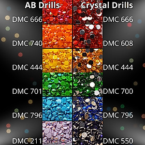 Generic YLJ Crystal and AB Diamond Painting Drills: 9600PCS of Brilliant Rhinestone Diamonds, Organized in 2 12-Grid Container with 12 DMC Colors, Small, YLJ-400-AB-CR