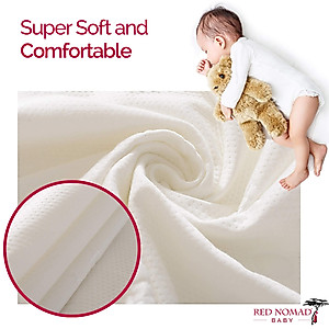 Red Nomad Waterproof Mattress Protector, Total Baby Crib Bed Mattress Cover, Ultra-Soft Bamboo Fabric with Noiseless Polyurethane Backing - Mini Crib Size