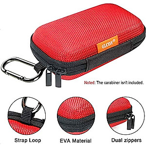 Red Rectangle Small EVA Case - Portable Protection Hard Shell Exterior Lightweight Universal Zipper Pouch Carrying Bag for Earbud, Headset, Charger, Airpods, iPod, USB Cable, MP3, Key, Change Purse