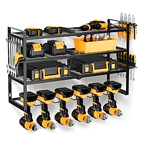 Famyards 24 Inch Power Tool Organizer Wall Mount, 4 Layer Drill Storage Rack for Garage Storage, Workshop Organization, Optimizing Floor Space