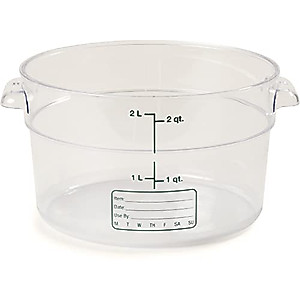 Carlisle FoodService Products Storplus Round Food Storage Container with Stackable Design for Catering, Buffets, Restaurants, Polycarbonate (Pc), 2 Quart, Clear