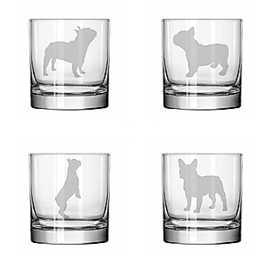 MIP Set of 4 Glass 11 oz Rocks Whiskey Old Fashioned Frenchie French Bulldog Collection