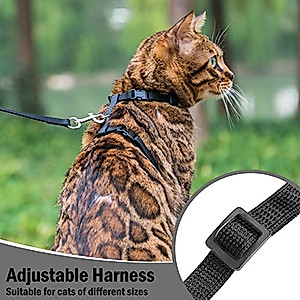 PUPTECK Adjustable Cat Harness Nylon Strap Collar with Leash Black
