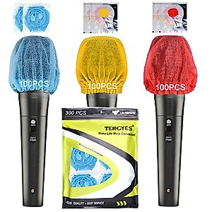 TENGYES 300 PCS (150 Pack) Microphone Hygiene Covers Disposable Non-Woven Handheld Mic Mike Cover Windscreen Protective Cap for KTV Karaoke Recording Room Stage Performance (Multicolored)