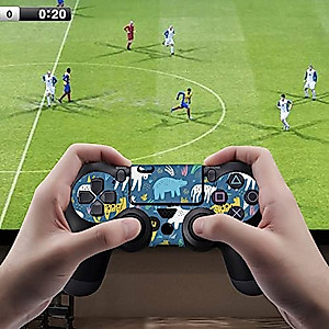 African Animals Funny Sticker Skin Protector Full Print Slim Decal Covers for PS-4 Slim/PS-4 Pro Console & 2 Controller