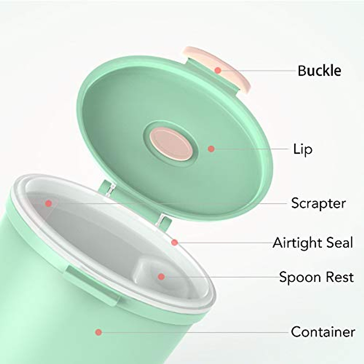 Happiddler Baby Milk Powder Formula Dispenser, Portable Travel Storage Container - for Toddler Candy Fruit Snack Cups (Small, 2. Green)