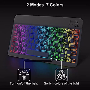 Bluetooth Keyboard and Mouse Combo for iPad - Rechargeable Wireless Keyboard & Mouse with 7-Color Backlit Compatible with iPad 9th/8th Gen, iPad Pro/Air/Mini, iPhone14/13/12 Pro, Black