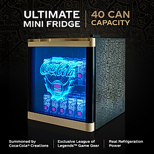 Cooluli League of Legends® Ultimate 48L Mini Fridge – Limited Edition Coca-Cola® Exclusive Gaming Room Mini Fridge, Cool LED lighting, Glass Door with Illuminating Logos and Temperature Controls