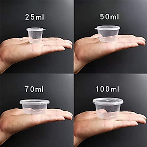 WellieSTR 500 PACK 35ml Mini Plastic Disposable Portion Cups With Lids