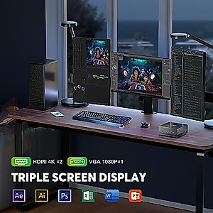 ACEMAGIC Mini PC, Intel i5-11320H(Up to 4.5 GHz) Mini Computer Desktop PC, 16GB DDR4 512GB M.2 NVMe PCIe 3.0 SSD Mirco Computer Tower, Support 4K/WiFi 6/BT 5.2/Dual HDMI/LAN/USB 3.0/VESA for Office