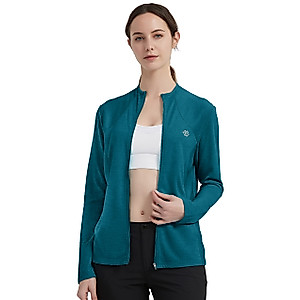 MoFiz Lightweight Workout Jacket with Long Sleeved UV Protection for Outdoor Ocean Blue 2XL