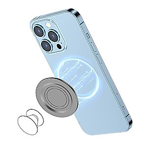 AUROX Compatible with MagSafe Base for iPhone 14 13 12 Magnetic Base Plate【Base Only】 Intended for Pop Socket Grip and Phone Ring Holder【Removable Wireless Charging】(Grey)