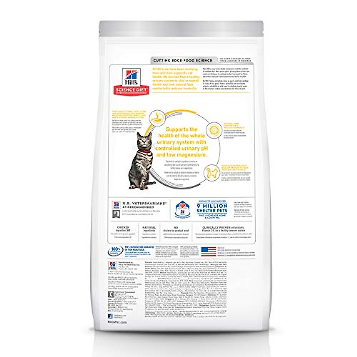 Hill's Science Diet Dry Cat Food, Adult, Urinary & Hairball Control, Chicken Recipe, 7 lb Bag