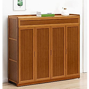 Gdrasuya10 Bamboo Entryway Shoe Storage Cabinet with 2 Folding Doors, 7 Tier Shoe Rack Organizers Shoe Cabinet for Shoes Boots Slippers Sneakers Large Capacity for Home (46" L)