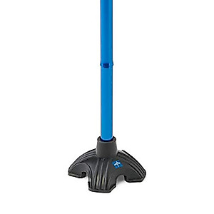 Medline Offset Folding Cane, 4-Point Base With Cushioned Gel Handle, Supports Up To 350 lbs, Blue