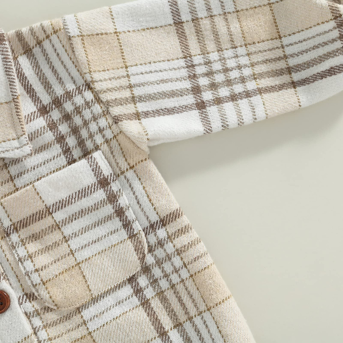 CIYCUIT Baby Boy Girl Flannel Plaid Shirt Long Sleeve Button Romper Bodysuit Fall Clothes Beige 3-6 Months