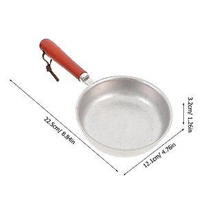 Amosfun Mini Egg Frying Pan 5 Inch Nonstick Omelet Pan Stainless Steel Pancakes Skillet with Wooden Handle