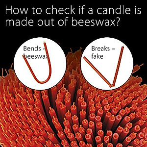 Danilovo Pure Beeswax Candles - No-Drip, Smoke-Less, Tall, Thin Taper Candles – Decorative Candles for Church Prayer, Decor or Birthday Candles – Honey Scented Candles – 6.4”x0.22” (Orange, 50pcs)