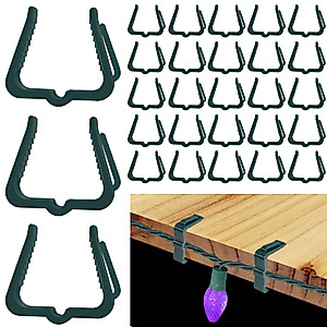 Christmas Light Hangers Clips 1 5/8 inch Fascia Board Clips Hooks Deck Light Clips Holiday Light Clip for Christmas Decoration Roof Gutter Fence in Thickness from 1" to 1 5/8" (Green, 30PCS)