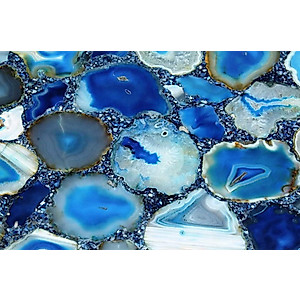 Blue Agate Stone Square 24" x 24" Inch Coffee Table Top, Blue Agate Stone Square Centre Table Top Home Decor Furniture, Kitchen Decor Table Top, Unique Gift, Piece Of Conversation, Family Heirloom