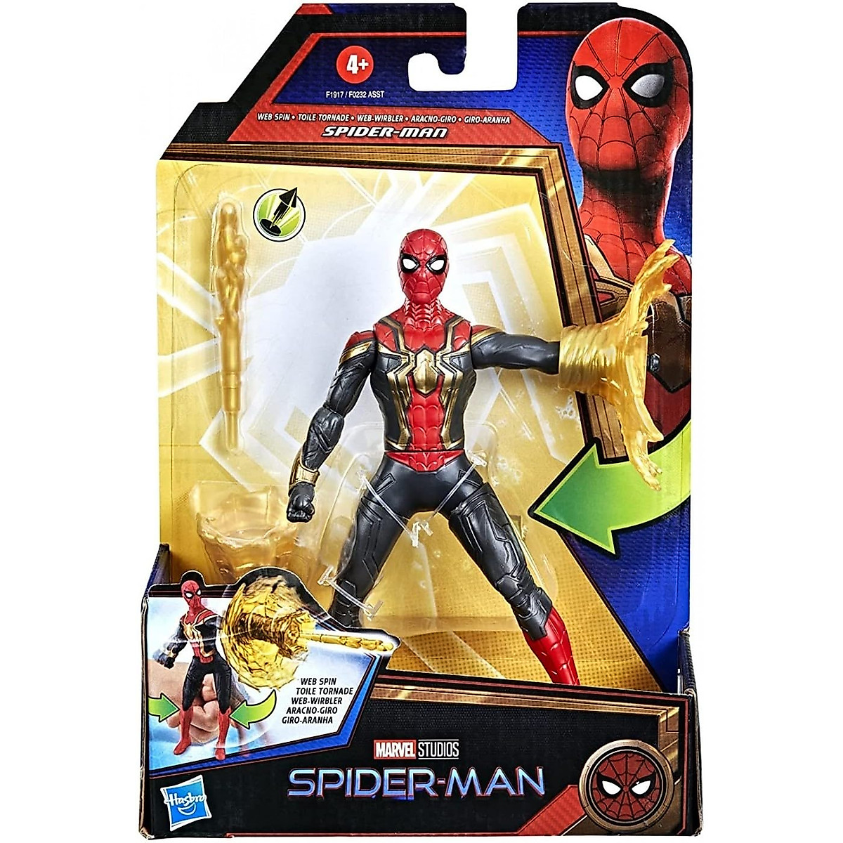 Spider-Man Marvel 6-Inch Deluxe Web Spin Movie-Inspired Action Figure Toy with Weapon Attack Squeeze Legs Feature, Ages 4 and Up