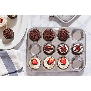 Fox Run 12-Cup Muffin and Cupcake Baking Pan, 10.5 x 13.75 x 1.25 inches, Silver