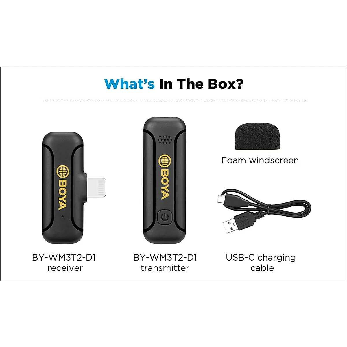 BOYA Wireless Lavalier Lapel Microphone for iPhone iPad 2.4GHz Professional Plug Play Mic Noise Cancellation Mini Cordless Clip on Mic for Video Recording YouTube Streaming Interview BY-WM3T2-D1