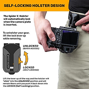 Spider Holster – Spider X Camera Holster Set for Carrying a Professional Mirrorless Camera with Included Clip-On Self-Locking Camera Holster – Compatible with Any Belt