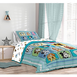 Sunny Side Up Bluey & Friends Full Comforter Set - 7 Piece Kids Bedding Includes Comforter, Sheets & Pillow Cover - Super Soft Microfiber Bed Set