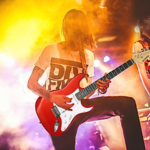 LUCKWBQ 39in Full Size Electric Guitar Beginners Kit,Electric Guitar Starter Kit，Red w/Aceesccories, Bag, Picks, Strap, 6 Strings, Tremolo Arm - Guitarra Electrica for Starters, Adults, Kids, Travel