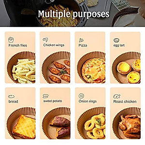 100PCS Air Fryer Disposable Paper Liner, Yokgrass Non-stick Air Fryer Parchment Paper, Oil-proof, Water-proof, Baking Paper for Air Fryer, Baking Roasting Microwave