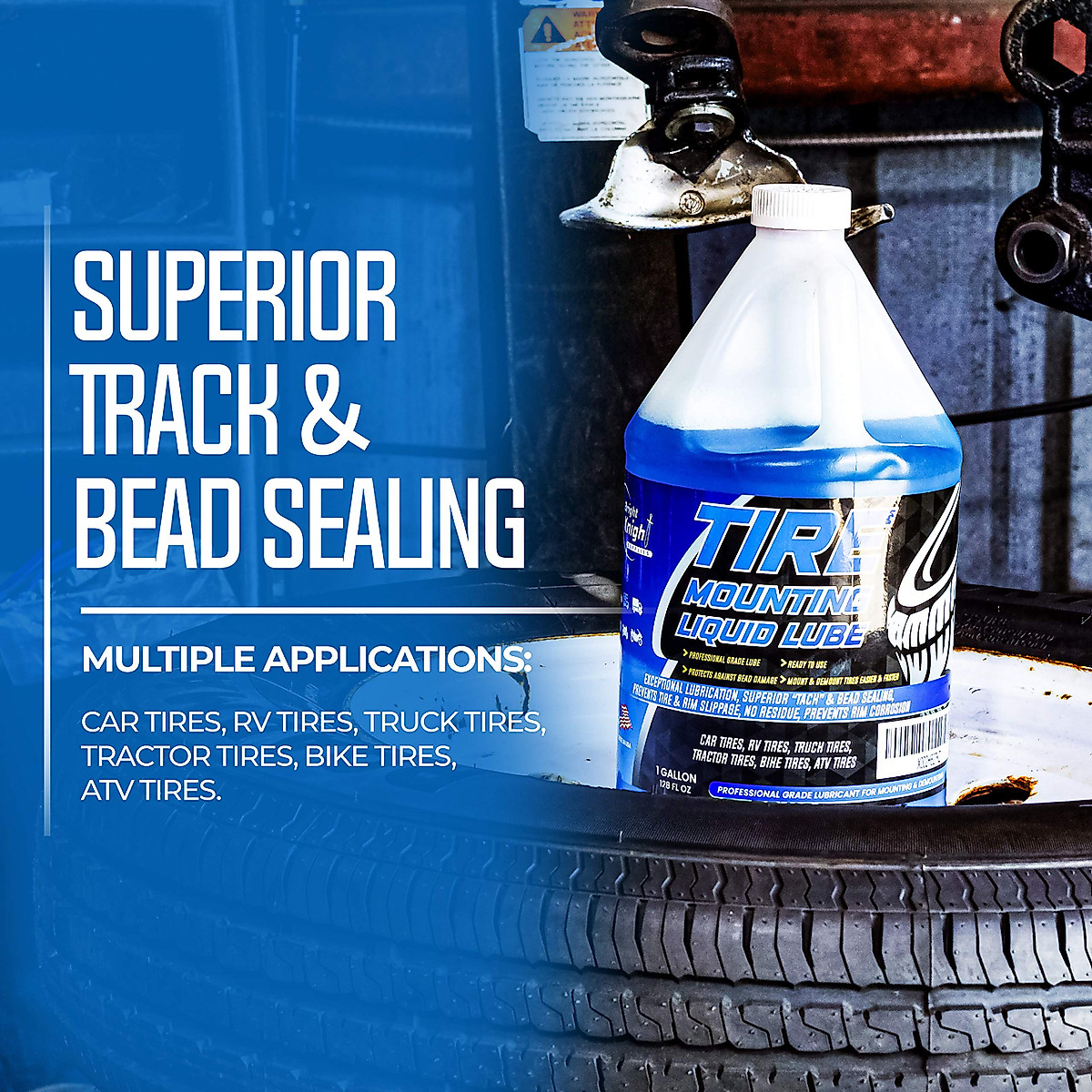 Bright Knight - Tire Lube, Tire Mounting Lube, Tire Sealant | Biodegradable & Universal | Tire Bead Sealer, Tire Soap, Bead Sealer For Tires, Aluminium & Alloy Wheels | Tire & Wheel Tools, Tire Repair