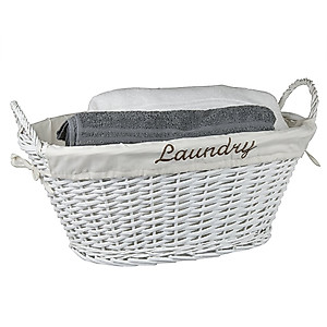 Home Basics Wicker Laundry Basket (White)