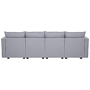 Elizabeth Modular 4 Piece Sofa for Living Room with Extendable Design & Soft Comfortable Seating – Linen Modern sofa couch with Sturdy Wooden Frame, Ideal for Small Spaces, Easy Assembly, Gray