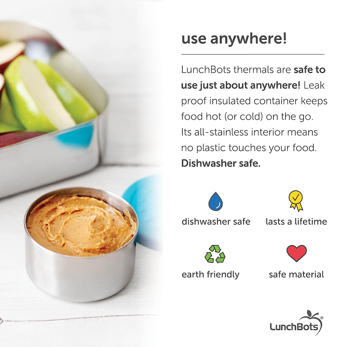 LunchBots Tiny Dips Condiment Containers - Set of 3 - Perfect Portion Cups - Spill Proof Lunch Box Sauce Container with Lid - Food Grade Stainless Steel - 1.5oz - Dishwasher Safe - Assorted Lids