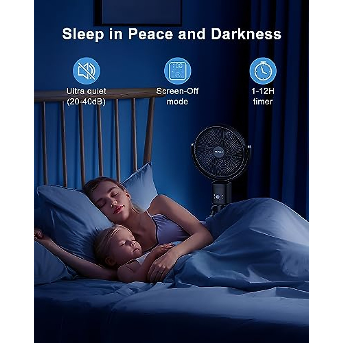 TriPole Oscillating Standing Fan 11” Outdoor Fan for Patios Quiet Pedestal Fan 12000mAh Rechargeable Battery Operated Floor Fan with Remote Control Portable Fan for Bedroom Patio Home Camping Travel