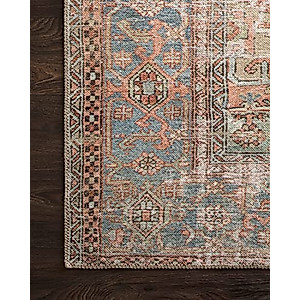 Loloi II Loren Collection LQ-15 Terracotta/Sky, Traditional 7'-6" x 9'-6" Area Rug