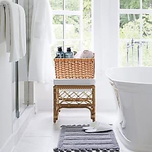 ROSOS Wicker Baskets 2 Pack, Rectangular Wicker Storage Basket with Handles, Waterproof Plastic Large Wicker Baskets for Storage, Nesting Hand-Woven Storage Baskets for Pantry Storage