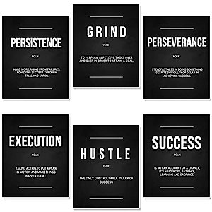 Motivational Wall Art Bedroom Wall Art Decor Inspirational Wall Art for Living Room Pictures for Bedroom Wall Decor Office Wall Decor，Positive Quotes & Sayings Posters (Set of 6, 8X10in, UNFRAMED)
