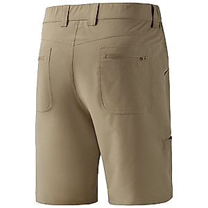 BASSDASH 10.5” Mens Fishing Cargo Shorts Quick Dry UPF 50+ Water Resistant FP01M Khaki