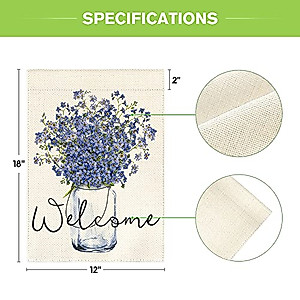AVOIN colorlife Forget-me-nots Flower Garden Flag 12 x 18 Inch Double Sided, Spring Summer Welcome Seasonal Holiday Rustic Yard Outdoor Flag