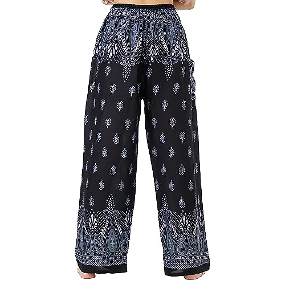 B BANGKOK PANTS Harem Pants Women Hippie Clothes Boho Print Drawstring (as1, Alpha, one_Size, Regular, Regular, Bohemian Black, Relaxed)